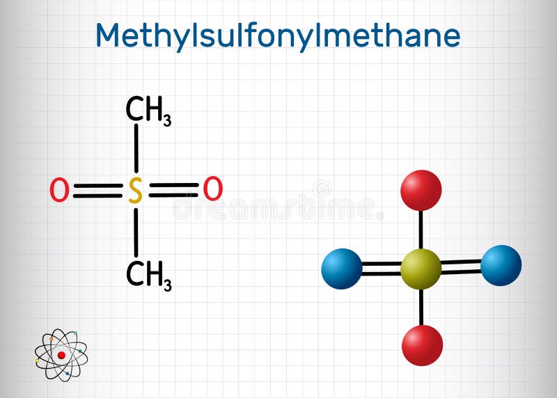 Methylsulfonylmethane, Structural Chemical Formula and Molecule Model ...