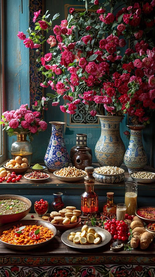 Meticulously Arranged Nowruz Haft-seen Table Stock Image - Image of ...