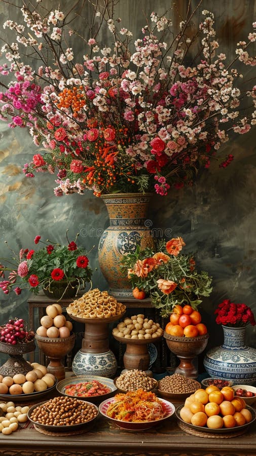 Meticulously Arranged Nowruz Haft-seen Table Stock Photo - Image of ...