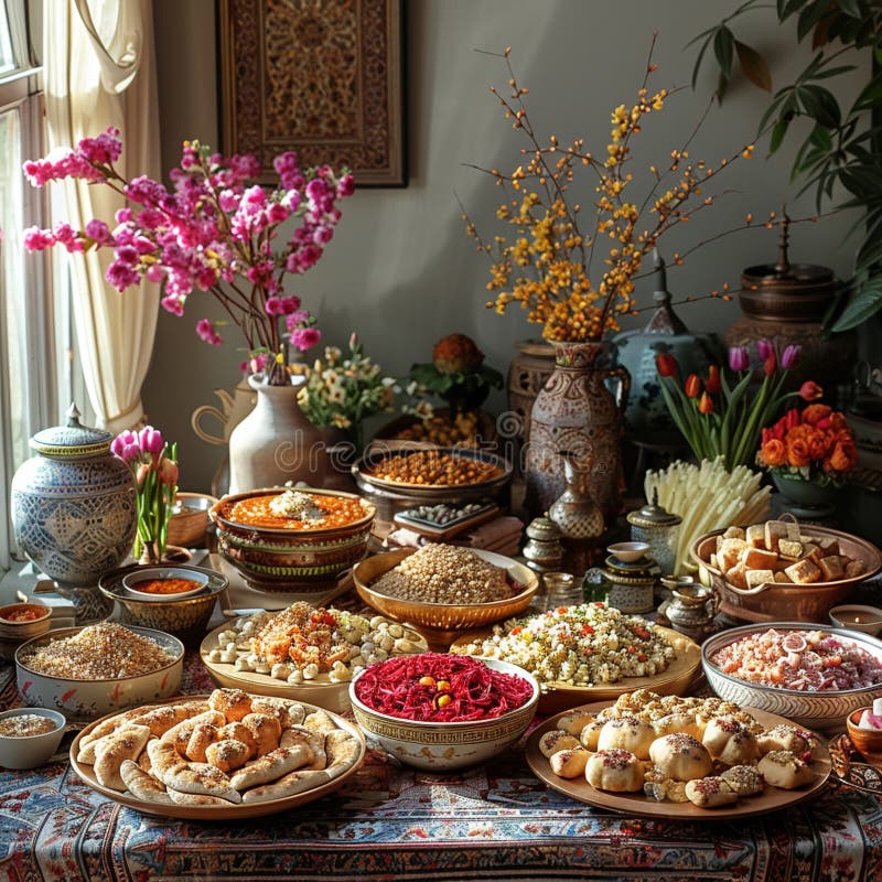 Meticulously Arranged Nowruz Haft-seen Table Stock Image - Image of ...