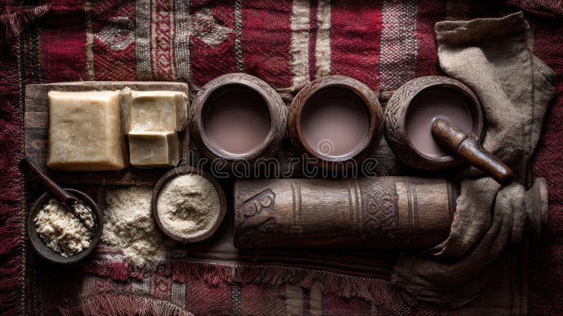 Meticulously Arranged Tea Ceremony Setup with Cultural Elements Stock ...