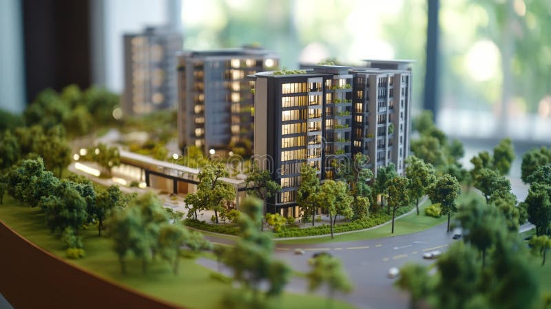 Detailed Architectural Model Showcasing a Modern Residential Complex in ...