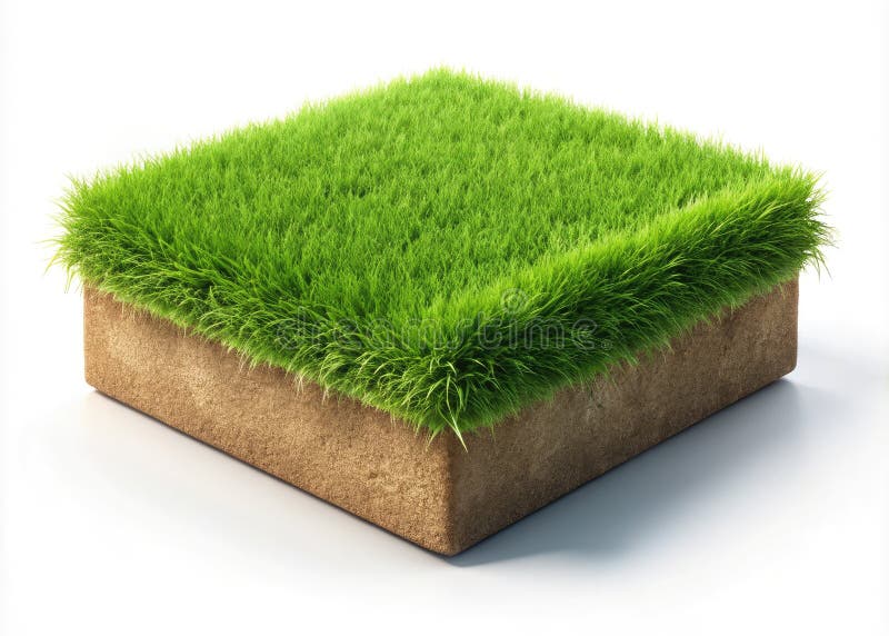 Detailed 3D Rendered CrossSection of Square Grassy Ground Realistic ...