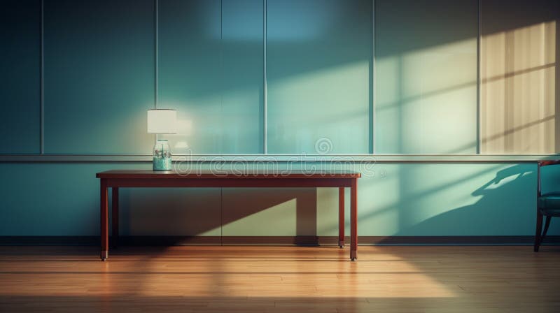 A Minimalist Portrayal of an Empty Table, Bathed in Ambient Lighting ...