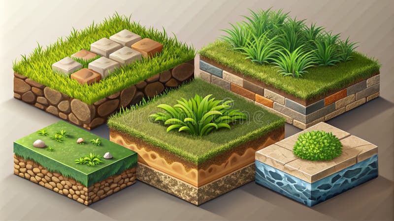 Isometric Grass and Soil Tiles Detailed Customizable Assets for ...