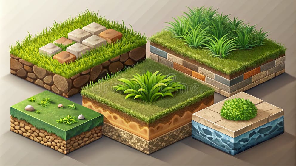 Isometric Grass and Soil Tiles Detailed Customizable Assets for ...