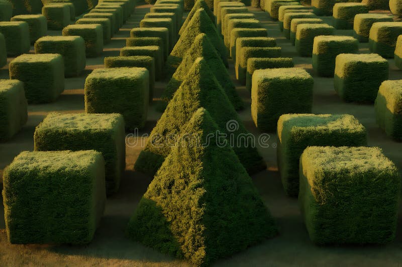 Grass Cut into Square and Triangle Shapes Stock Illustration ...
