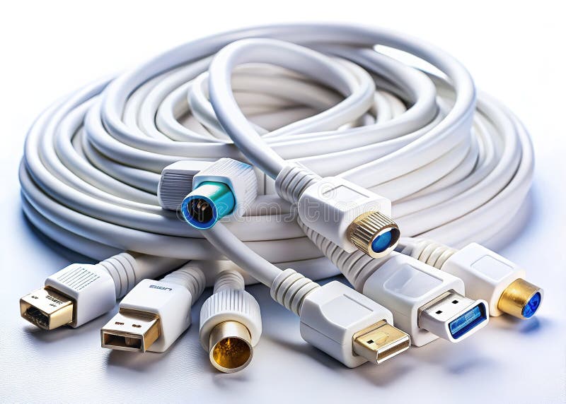 Pristine White Computer Cables a HighDefinition Studio Shot Perfect for ...