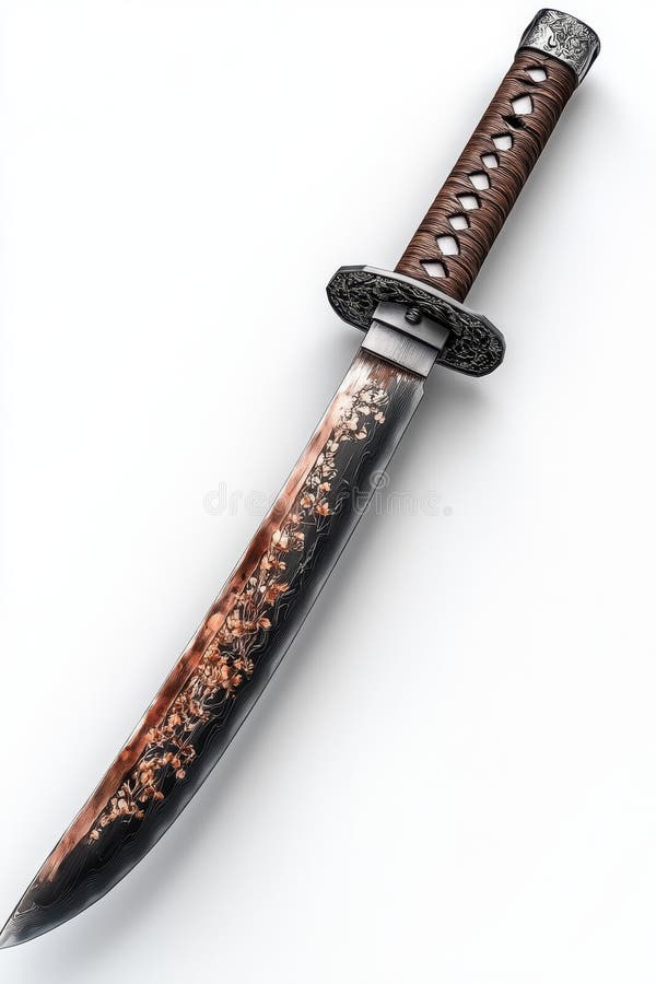 Sword with Intricate Blade Design and Decorative Handle Lying on a ...