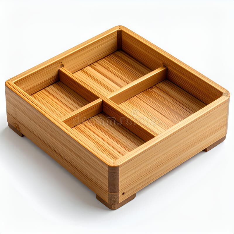 Crafted Wooden Square Box Container with Distinct Sections for ...