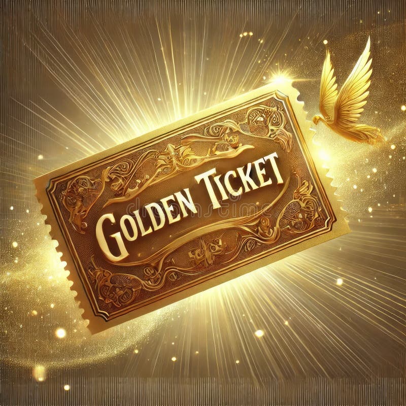 Golden Ticket Design in Flight Golden Ticket Ticket Stock Illustration ...