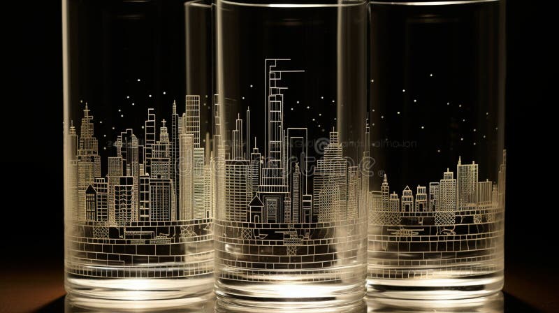 A Meticulously Detailed Bar Graph Etched Onto a Transparent Glass ...