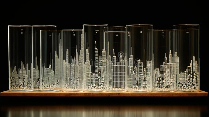A Meticulously Detailed Bar Graph Etched Onto a Transparent Glass ...