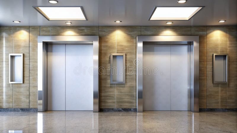 Empty Elevator Interior with Blank White Poster Advertisement Realistic ...