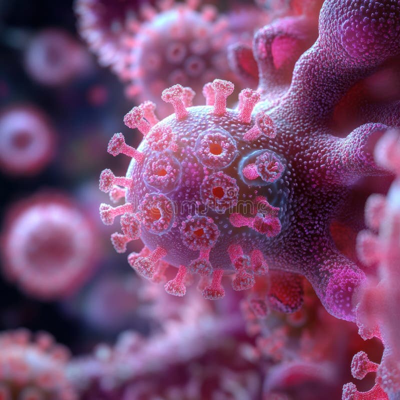A Meticulously Detailed 3D Rendering of a Pink Virus Particle ...