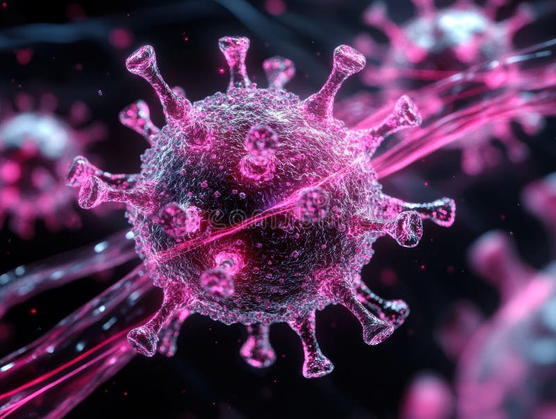A Meticulously Detailed 3D Rendering of Pink Virus Particles ...