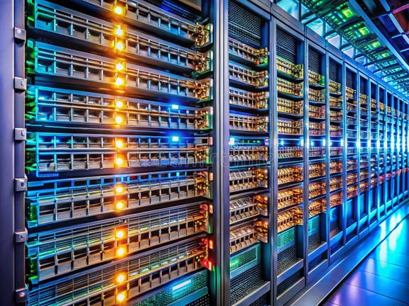 Detailed Architectural View of a Data Center Network Switch Hub Panel a ...