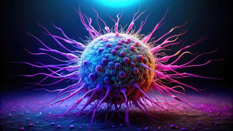 Isolated Microscopic Cancer Cell Detailed NightVision Image for ...