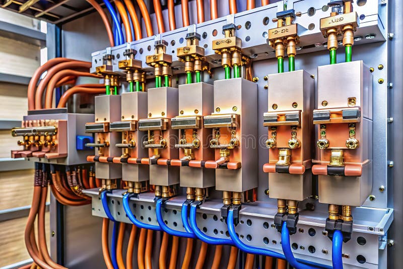 Detailed Closeup of a LowVoltage ThreePhase Auto Transfer Switchboard ...