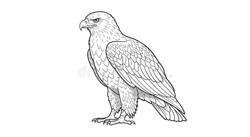 Majestic Bald Eagle Line Art: a Detailed Illustration Stock ...