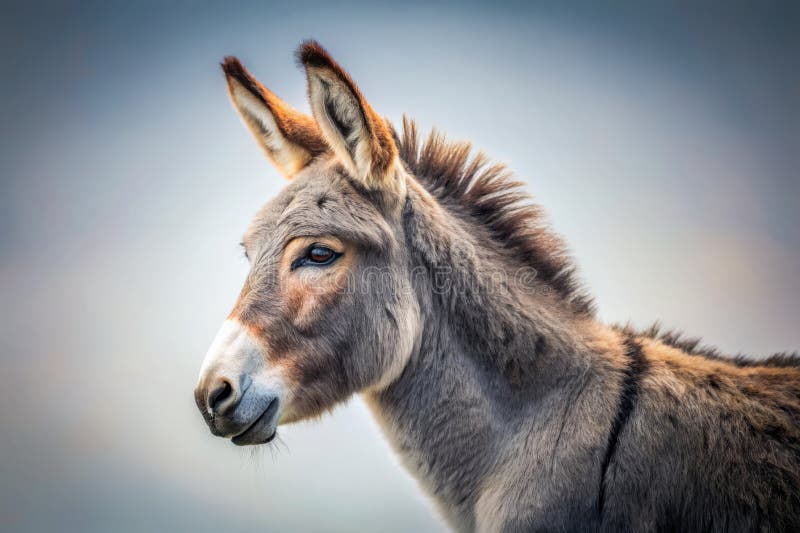 Detailed Grey Donkey Side View - Isolated Transparent Background for ...