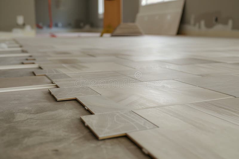 Meticulously Placed Vinyl Floor Tiles during Installation Stock Photo ...