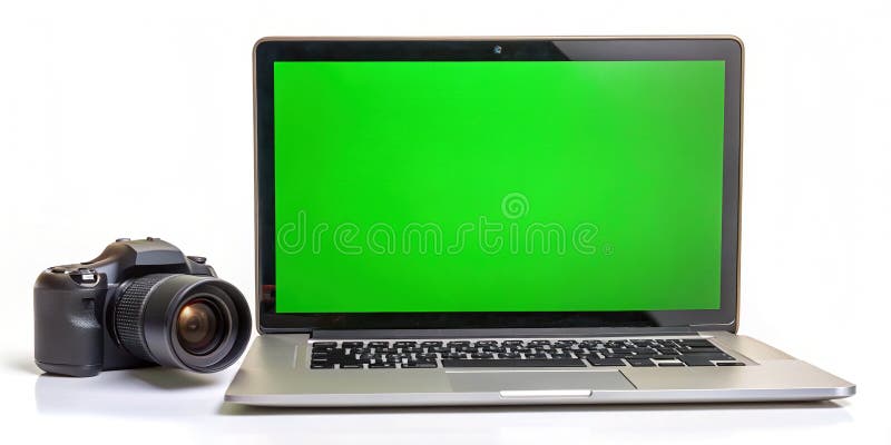 Rotating Laptop with Chroma Key Green Screen Isolated 3D Render for ...