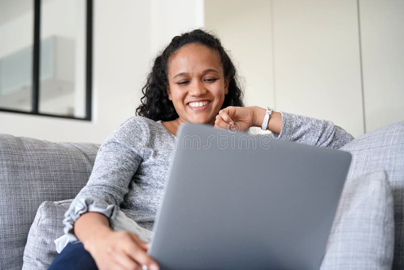 Metis Woman Working at Home Stock Photo - Image of computer, casual ...