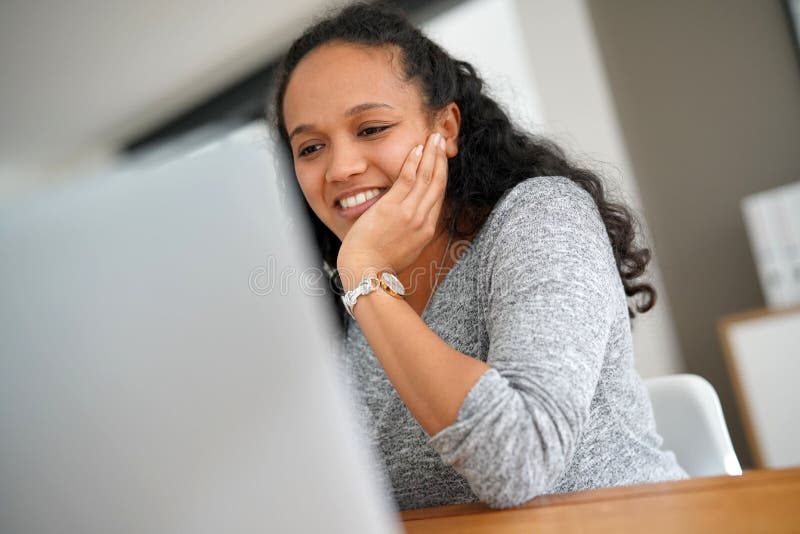 Metis Woman Working at the Office Stock Image - Image of alone, single ...