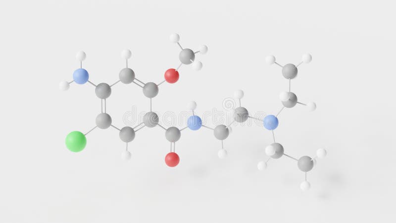 Metoclopramide Molecule 3d, Molecular Structure, Ball and Stick Model ...