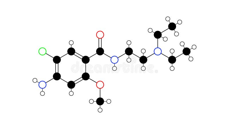 Metoclopramide Molecule, Structural Chemical Formula, Ball-and-stick ...