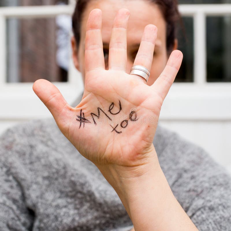 Woman With Me Too Sign On Hand, Movement Against Sexual Harassment ...