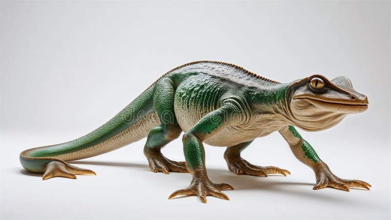 Metoposaurus in Sprawling Amphibian Posture with Flat Head on White ...