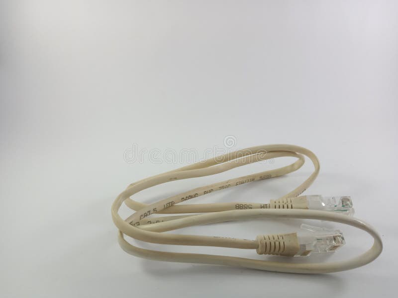 White Lan Cable with Rj45 Connector Stock Image - Image of patch ...
