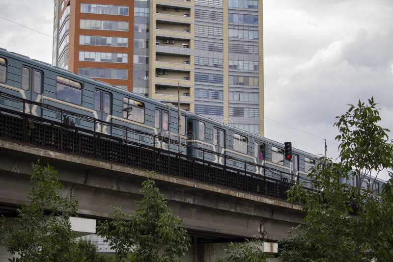 Metro Bridge and Building in the City Stock Photo - Image of travel ...