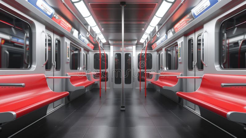 Metro Cross Section, 3D Rendering of an Empty Subway Car Stock ...