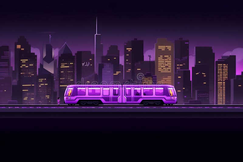 Metro Future Neon in Synthwave Style. Neural Network AI Generated Stock ...