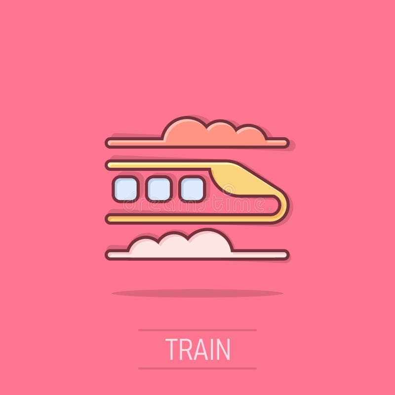 Metro Icon in Comic Style. Train Subway Cartoon Vector Illustration on ...