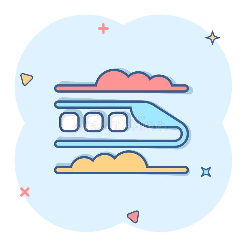 Metro Icon in Comic Style. Train Subway Cartoon Vector Illustration on ...