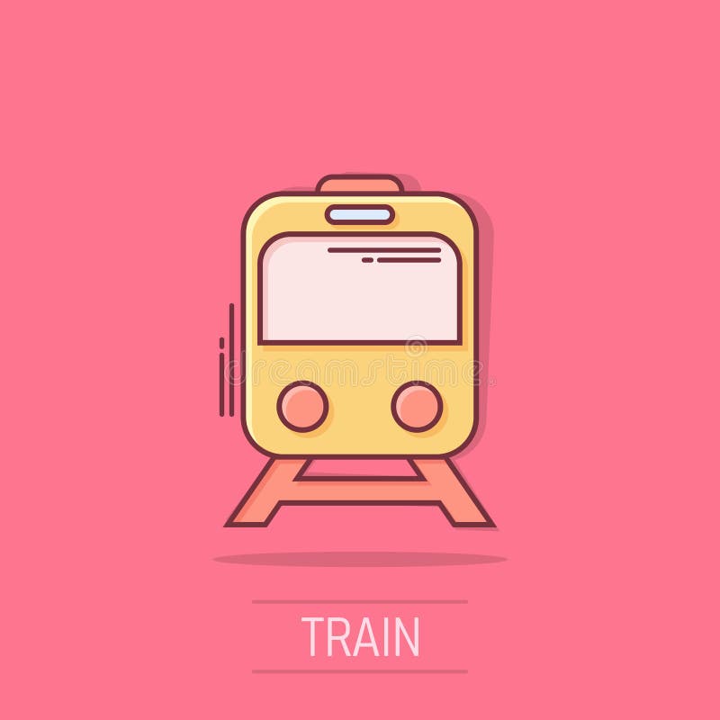 Metro Icon in Comic Style. Train Subway Cartoon Vector Illustration on ...