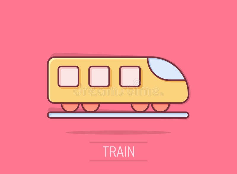 Metro Icon in Comic Style. Train Subway Cartoon Vector Illustration on ...