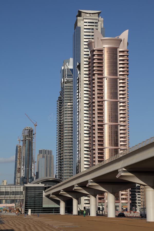 Metro Line and Skyscrapers in Dubai Stock Photo - Image of metro ...