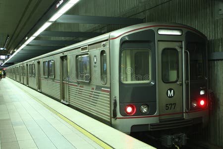 Metro Red Line Subway Train Stock Image - Image of contagious ...