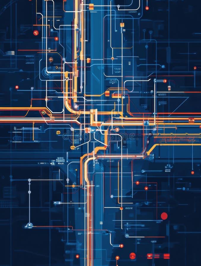 Metro Map Layout Displaying Underground Public Transport Network in a ...