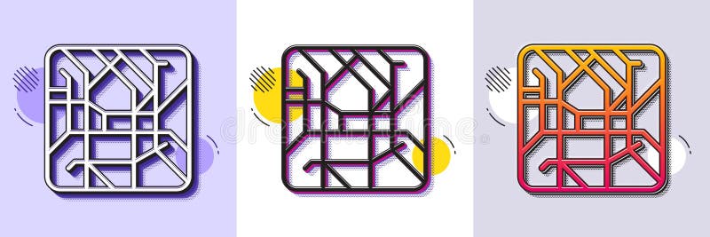 Metro Map Line Icon. Underground Subway Sign. Halftone Dotted Pattern ...