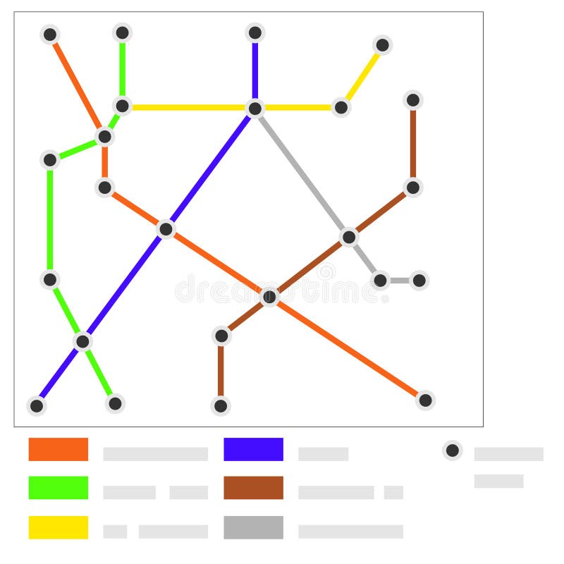 Metro Map with Stations. Modern Metro Map with Lines and Stations. the ...