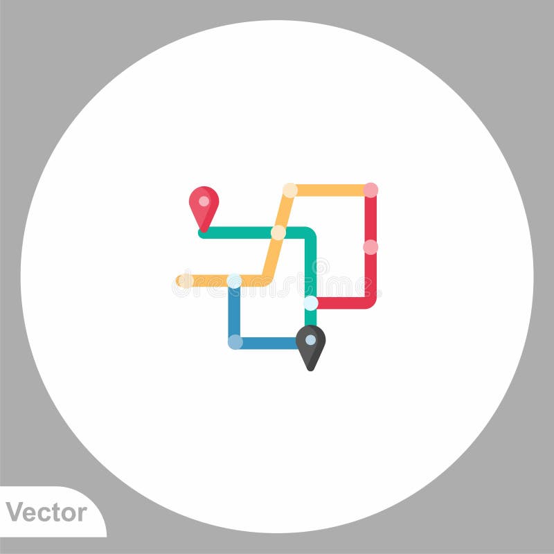 Metro Map Vector Icon Sign Symbol Stock Vector - Illustration of plan ...