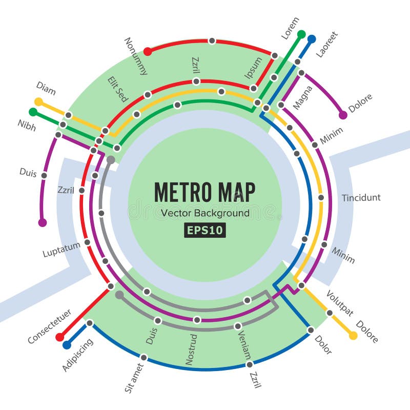 Metro Map Vector. Template of City Transportation Scheme for ...