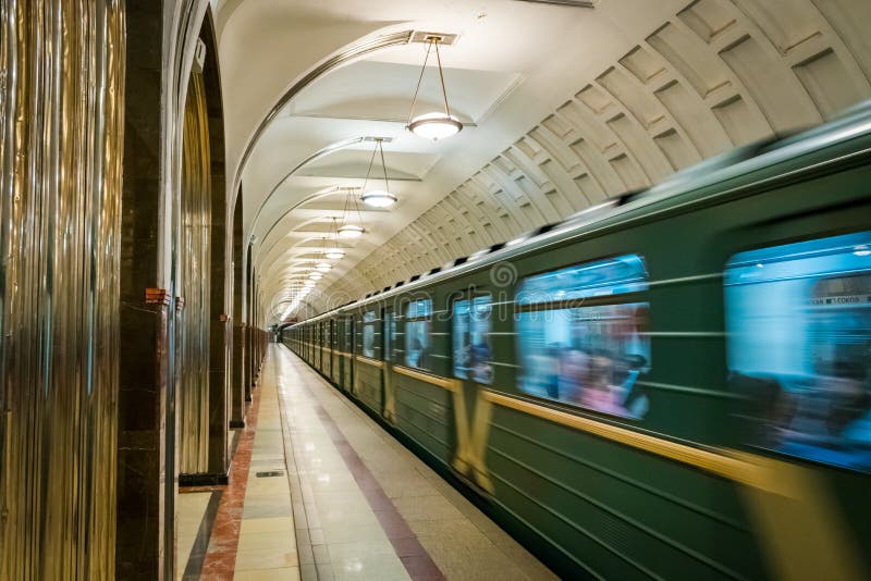 The Metro in Underground Station of Moscow, Russia. Stock Image - Image ...