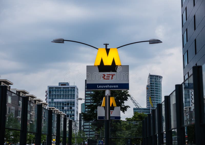 Metro Sign in Downtown Rotterdam Editorial Image - Image of sign ...